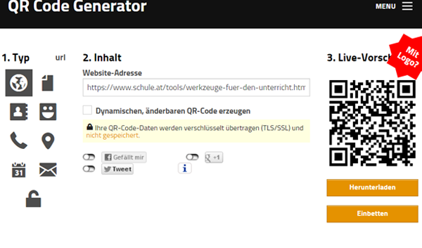 QR Code Generator - Schule.at | Das Bildungsportal